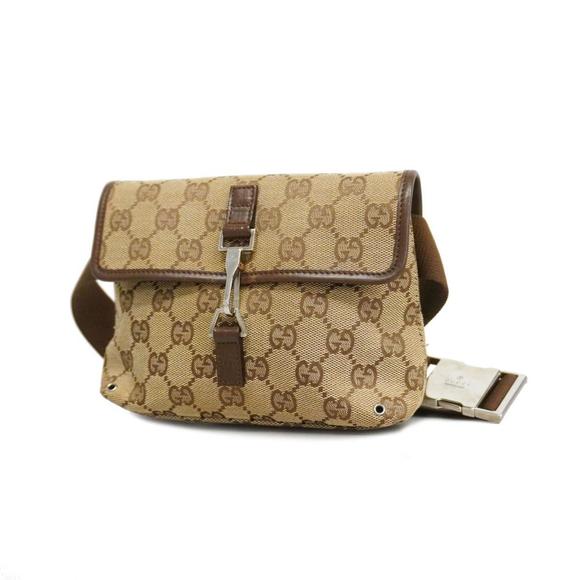 Gucci | Bags | Gucci Waist Bag Gg Canvas 92543 Brown Beige Men Women ...